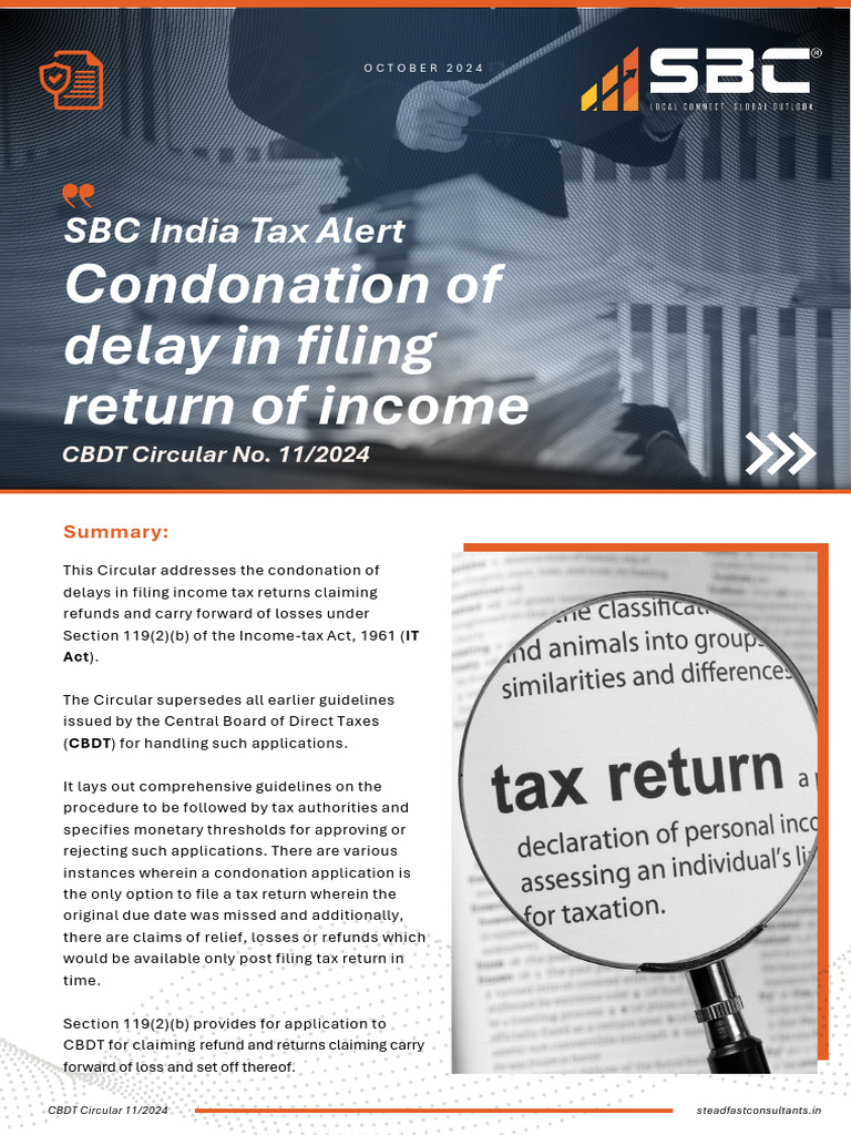 Condonation of Delay in Filing Return of Income | PDF | Taxes | Tax Refund