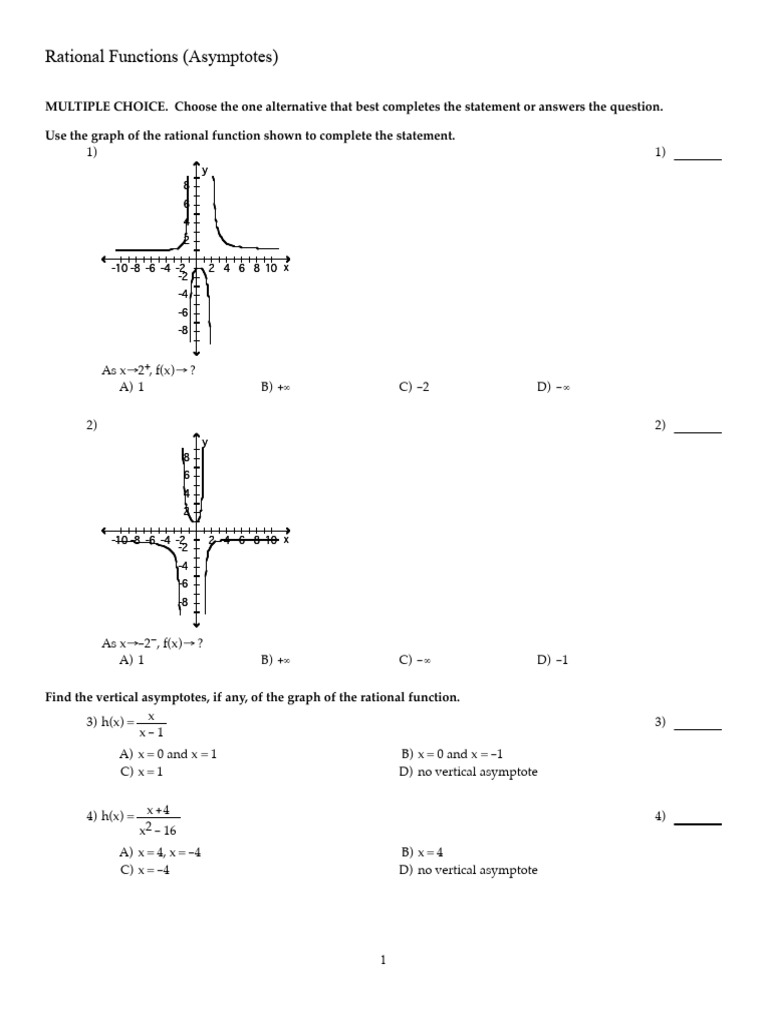 Rational Functions Asymptotes | PDF | Asymptote | Mathematical Analysis