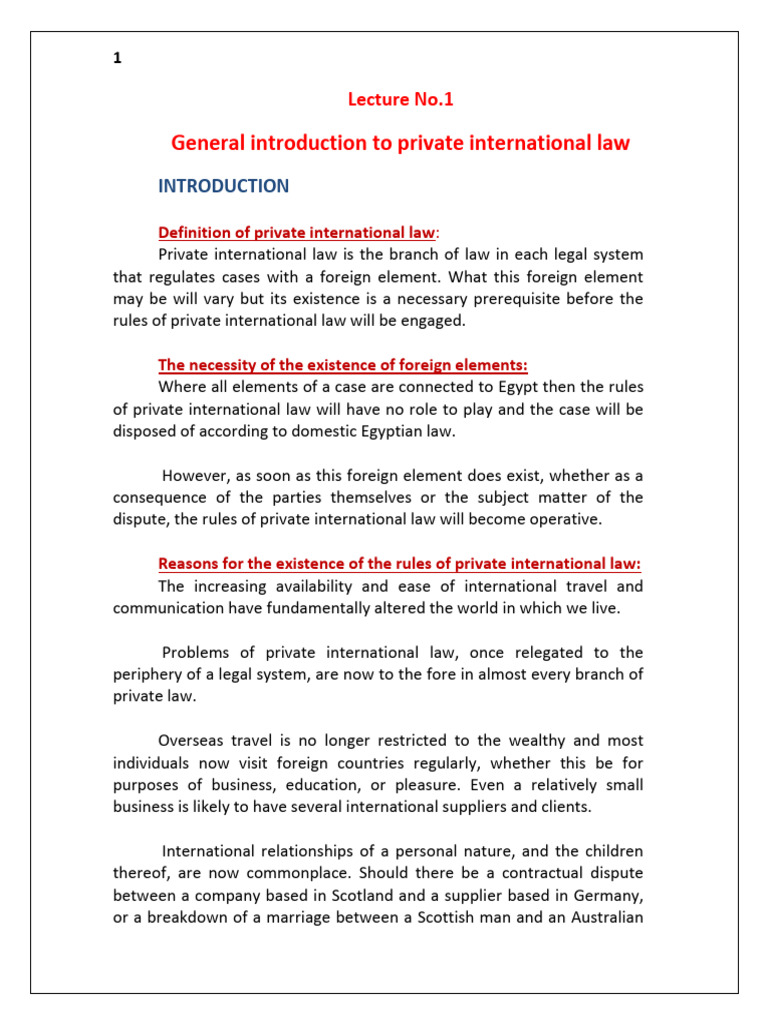 Introduction to Private International Law | PDF | Jurisdiction ...
