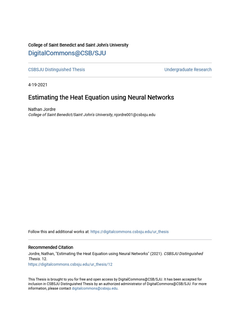Estimating The Heat Equation Using Neural Networks | PDF | Partial ...