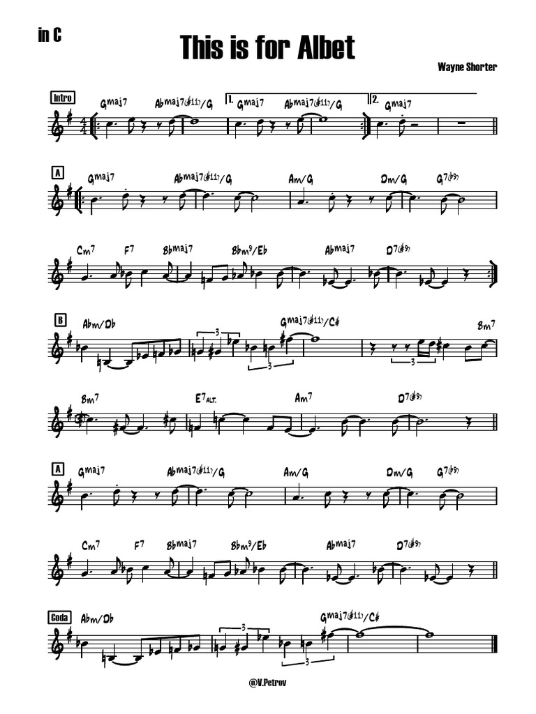 Lead Sheet for Albert by Wayne Shorter | PDF