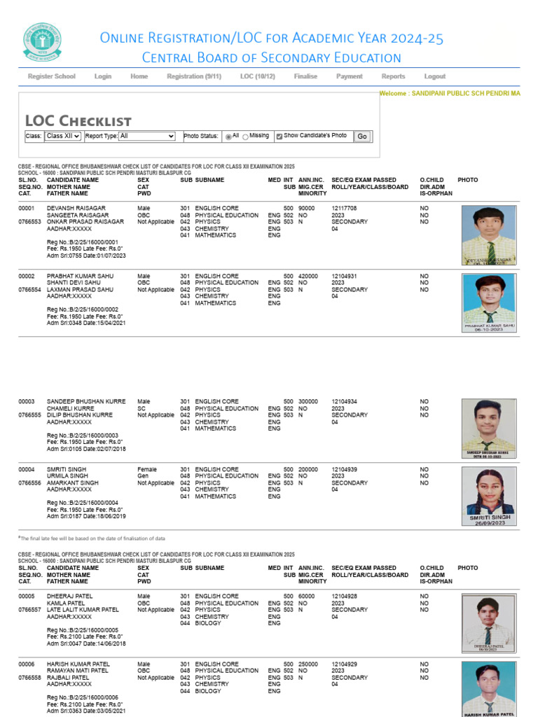 Cbse-12th Class Loc Check List - 24-25 | PDF | Secondary Education ...