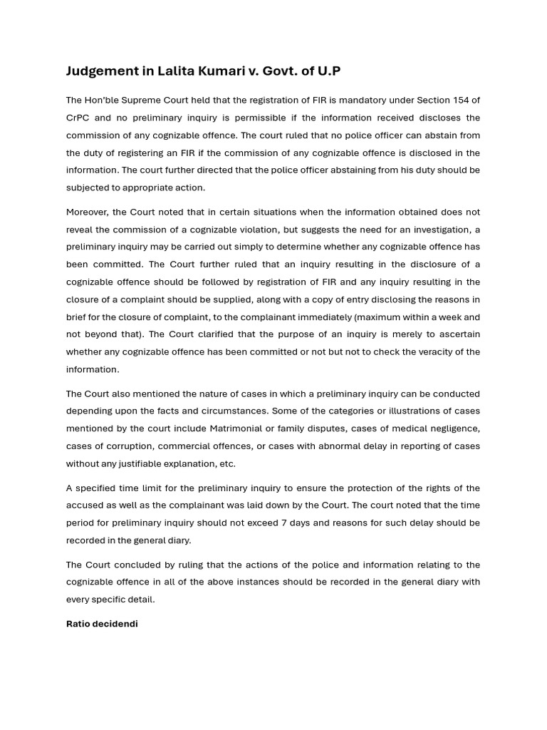 Important case laws | PDF | Arrest | Detention (Imprisonment)