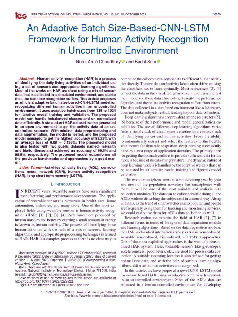 An Adaptive Batch Size-Based-CNN-LSTM Framework For Human Activity Recognition in Uncontrolled ...