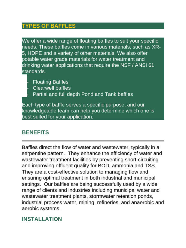 FUNCTIONING OF Baffles | PDF | Septic Tank | Sewage Treatment