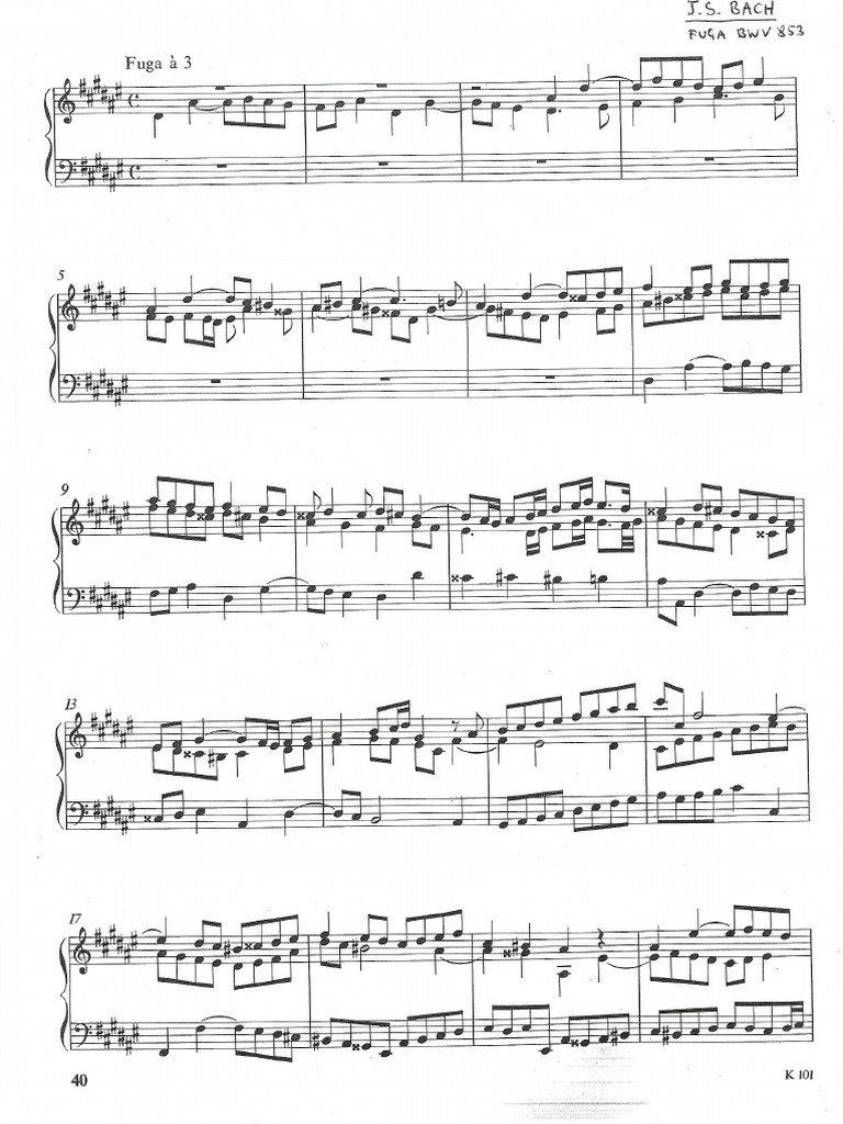 BACH, Fuga en Re Sostenido Menor, CBT Vol I | PDF