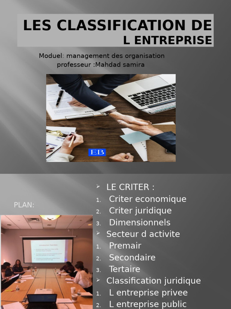 Les Classification de L Entreprise Z.PPTX Zineb Et Nada | PDF