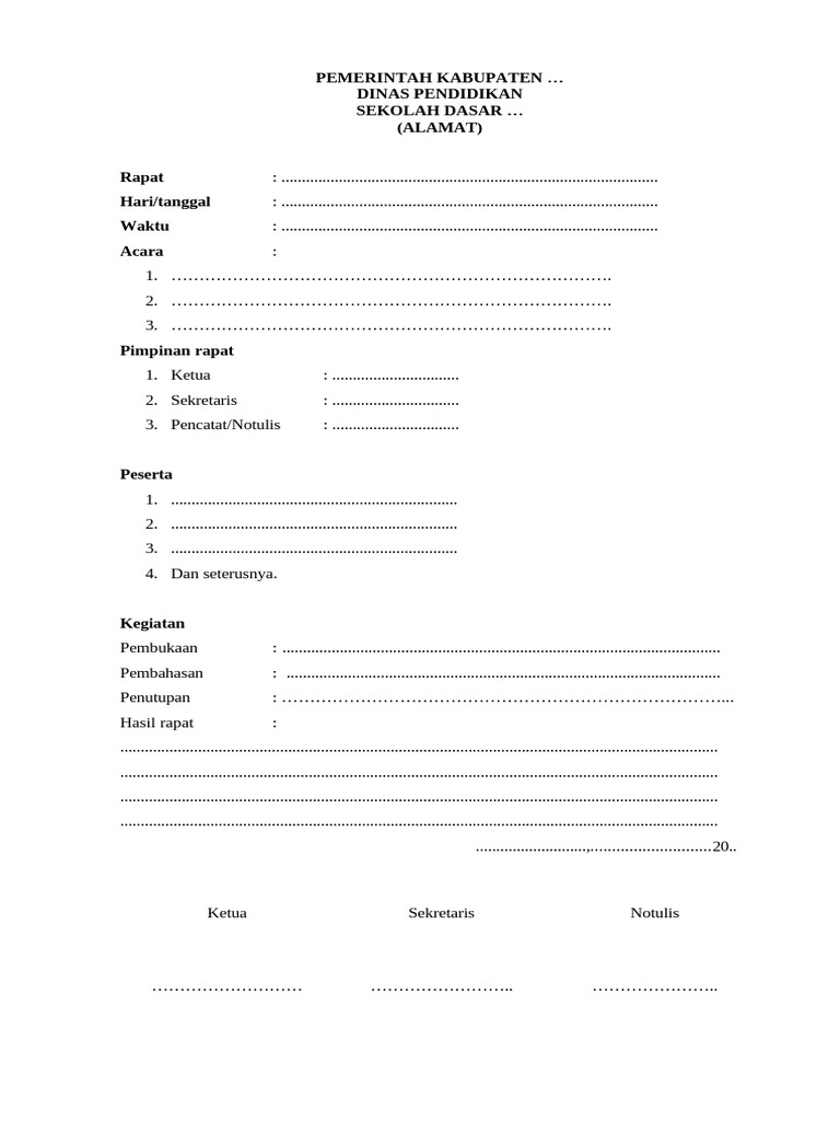 Contoh-Format-Notulen-Rapat-Sekolah (Guruabata - Com) | PDF