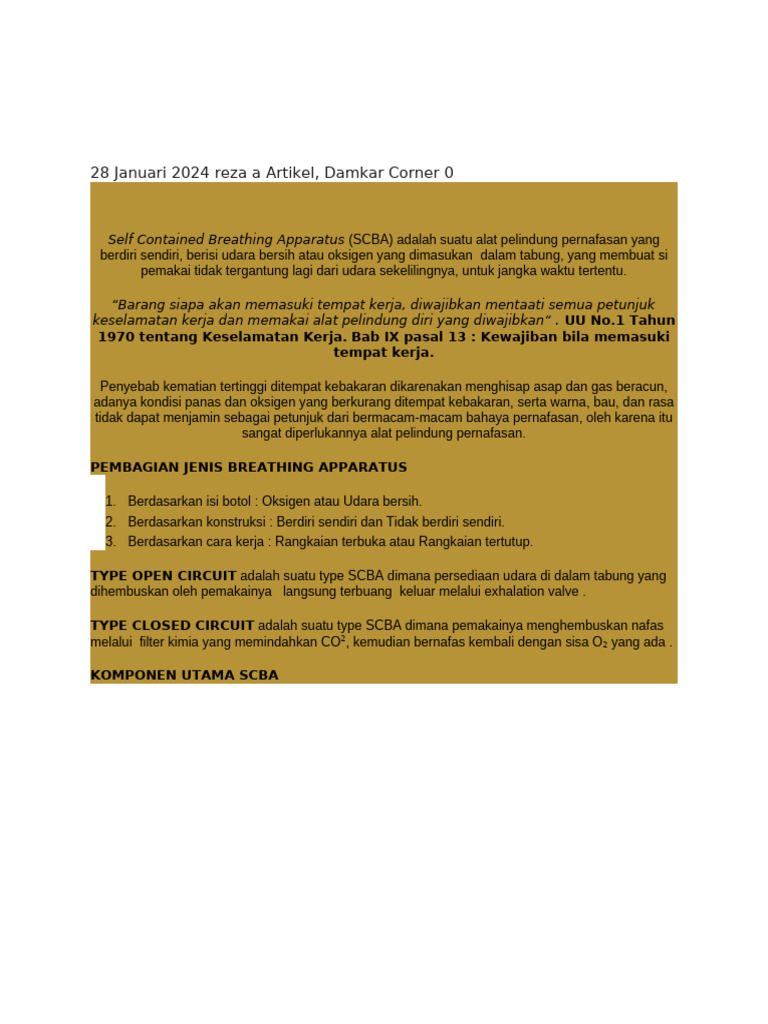 Self Contained Breathing Apparatus | PDF