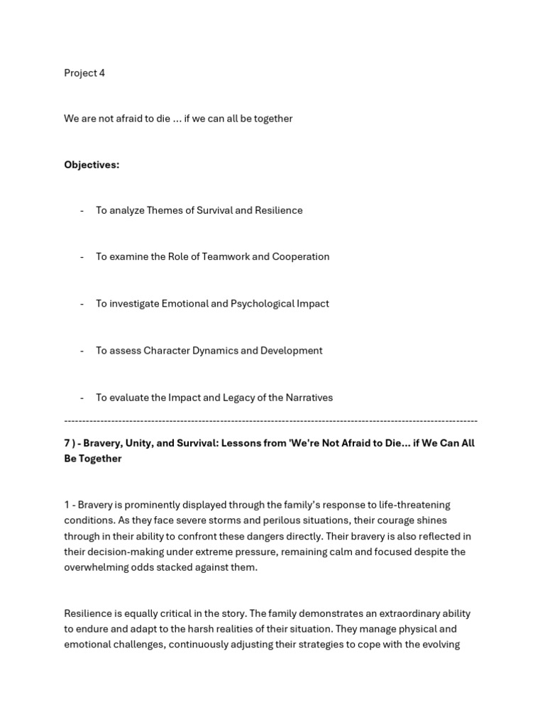 Bravery, Unity, and Survival Lessons From 'We're Not Afraid To Die ...