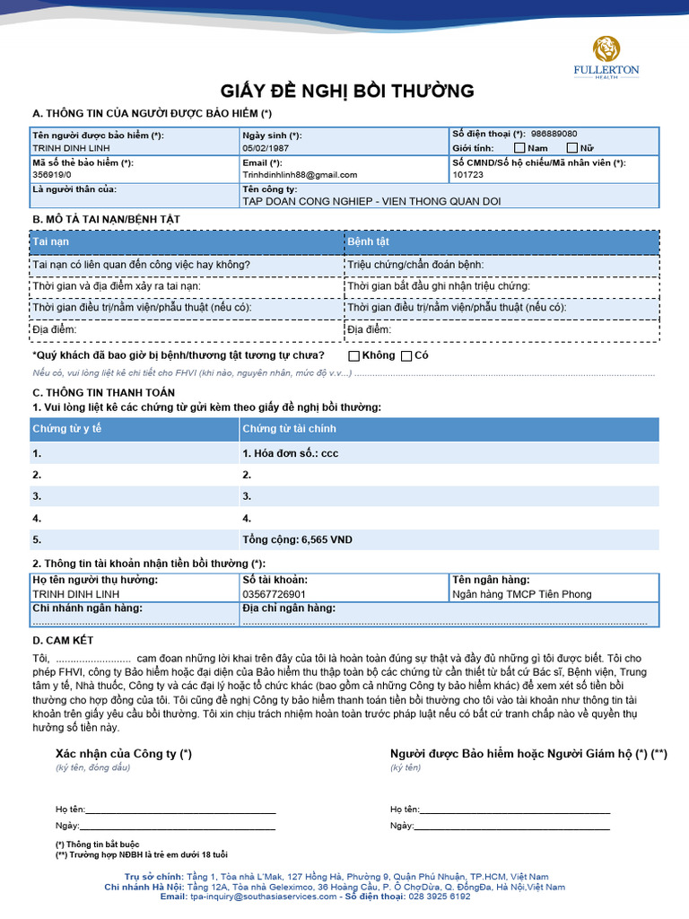 Mẫu yêu cầu FHVI | PDF