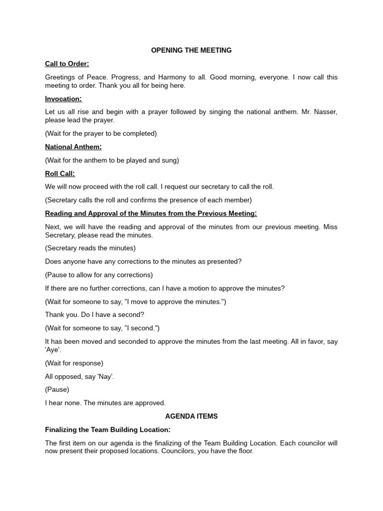 Meeting Agenda and Proceedings Summary | PDF | Agenda (Meeting ...