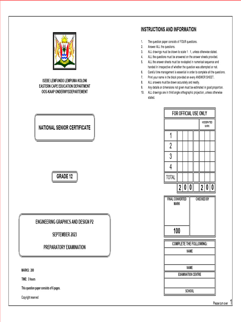 Egd P2 QP Sept2023 Eng | PDF | Technical Drawing | Steel