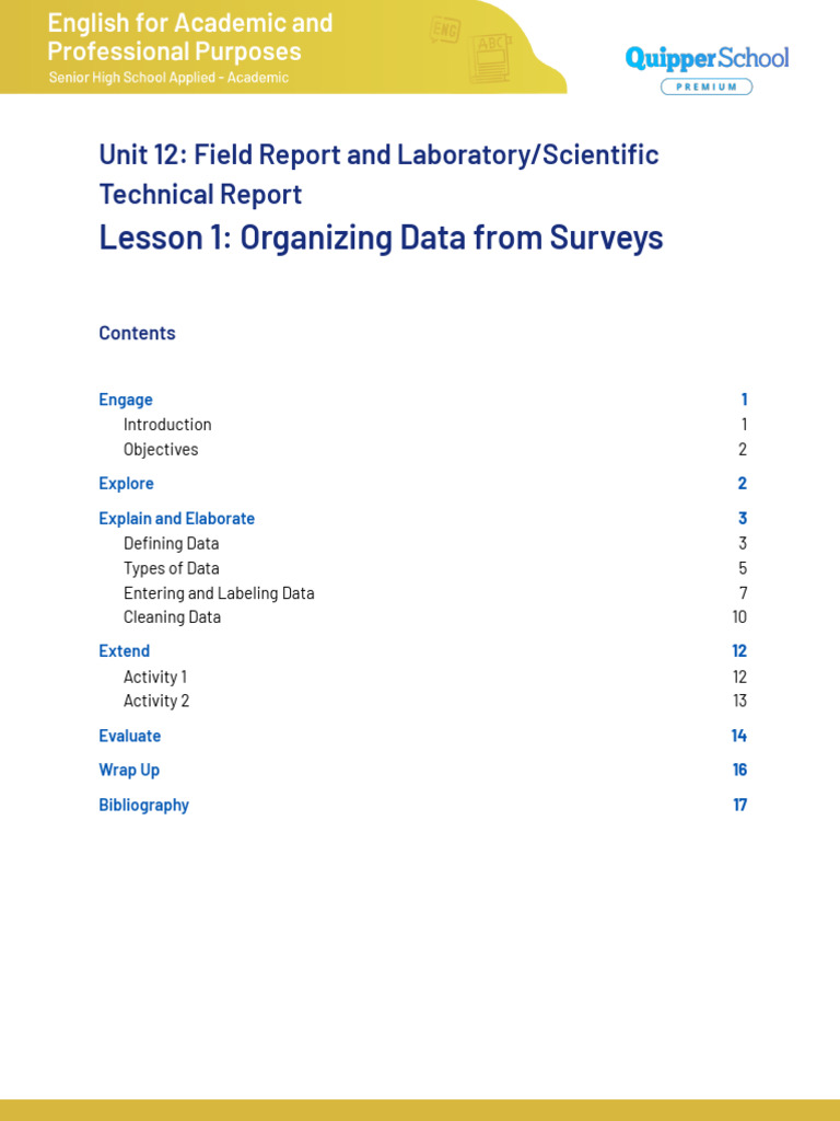PDF (SG) - EAP11 - 12 - Unit 12 - Lesson 1 - Organizing Data From ...