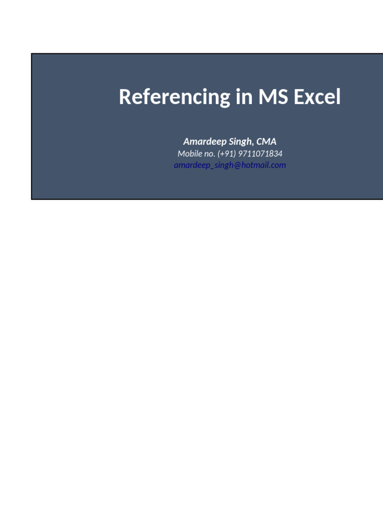 Excel Referencing Techniques Guide | PDF