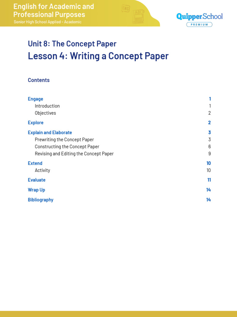 PDF (SG) - EAP11 - 12 - Unit 8 - Lesson 4 - Writing A Concept Paper ...