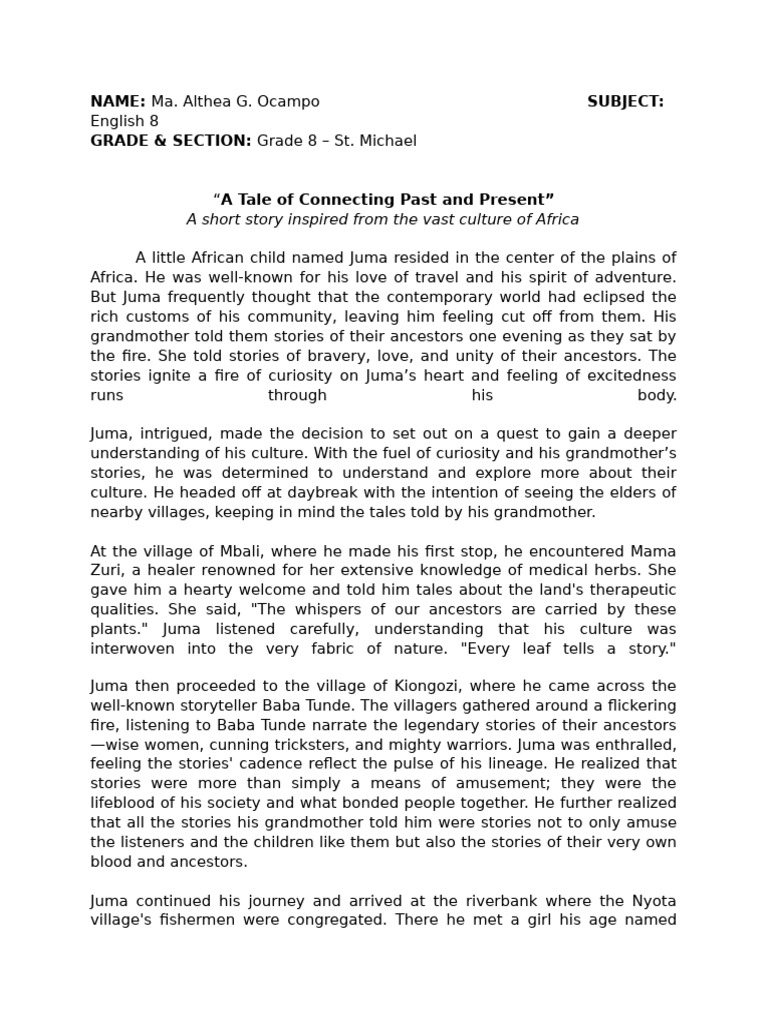 Short Story About Africa | PDF | Mystery, Thriller & Crime Fiction | Poetry