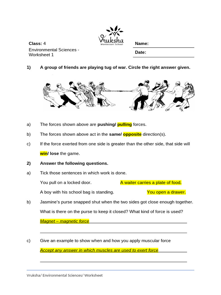 Ws Force Ans Key | PDF | Science & Mathematics