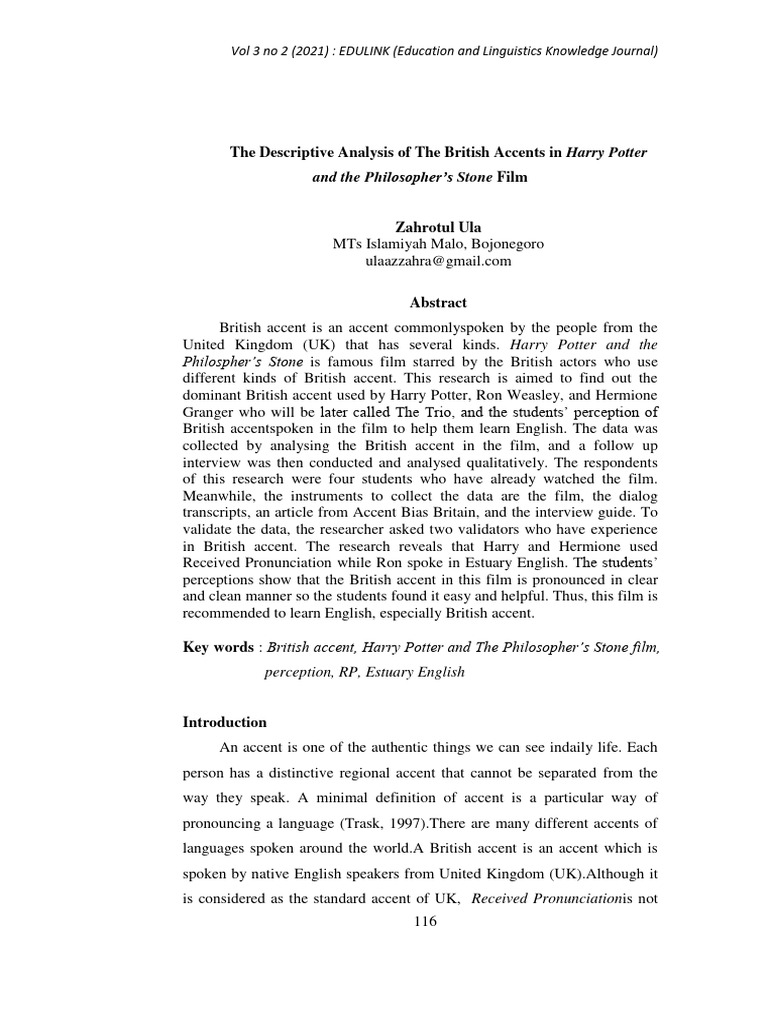The Descriptive Analysis of British Acce 3743342d | PDF | English ...