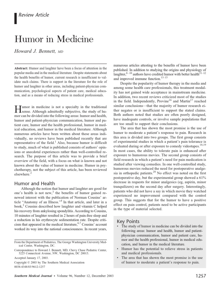 humor_in_medicine | PDF | Humour | Laughter