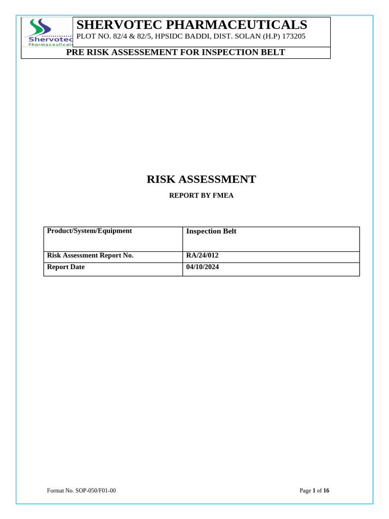 Pre Risk Assessment For Capsule Filling Machine | PDF | Risk | Safety