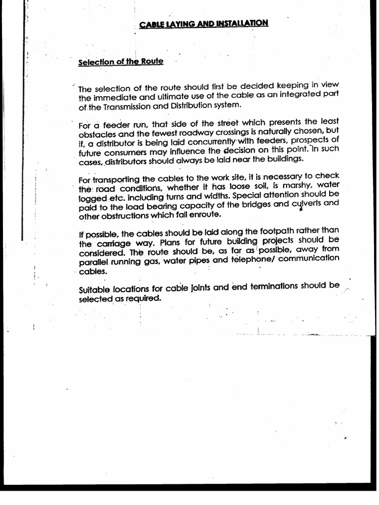 Cable Laying & Installation-Selection of The Route | PDF