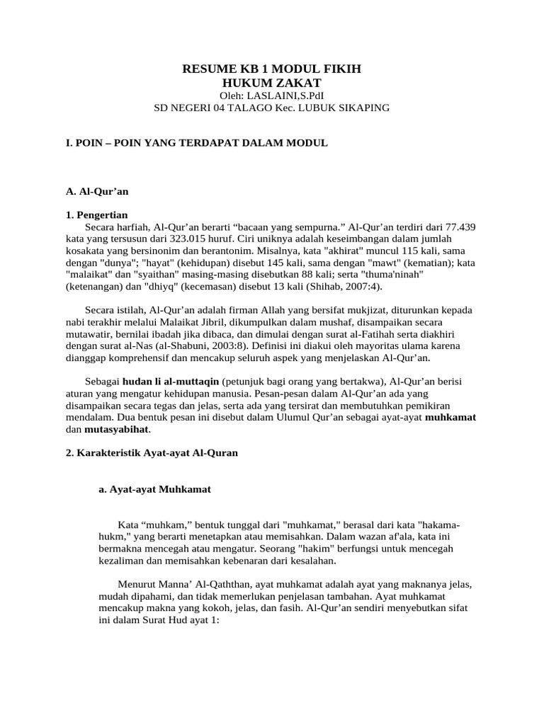 Resume KB 1 Qur'an Hadist | PDF | Filsafat