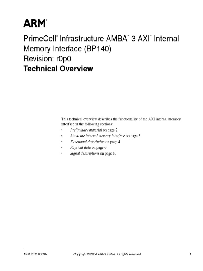 DTO0009 Primecell Infrastructure Amba3 Axi Internal Memory Interface To | PDF | Computing ...