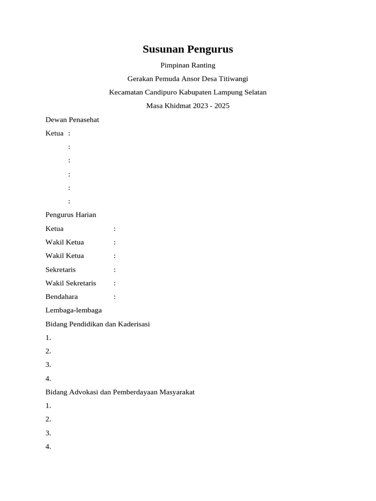 Susunan Pengurus | PDF