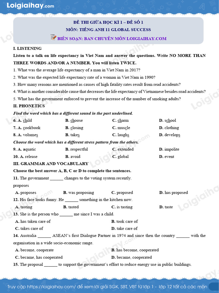 English Exam for Grade 11 Students | PDF | Adolescence