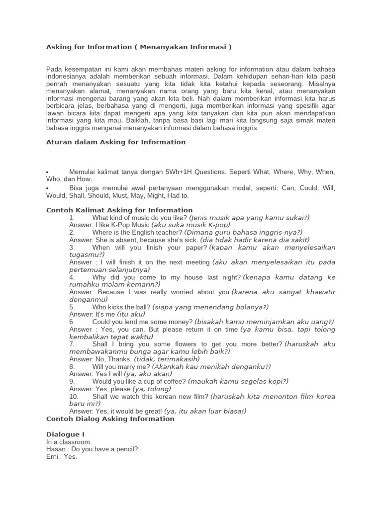 Asking For Information | PDF