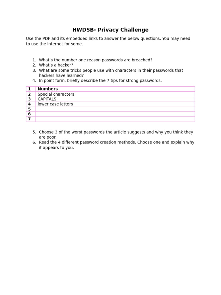 HWDSB Privacy Challenge | PDF | Computers