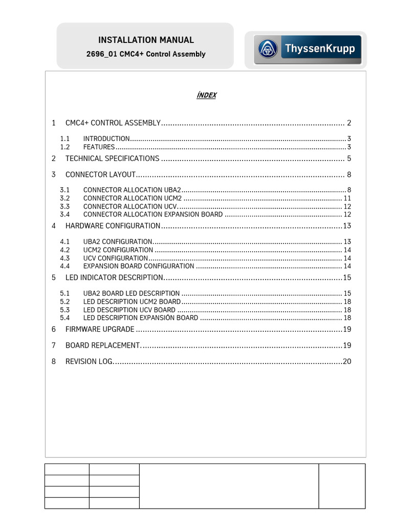 1.4.4. Control Cabinet Boards - CMC4+ - Ed2 | PDF | Elevator | System
