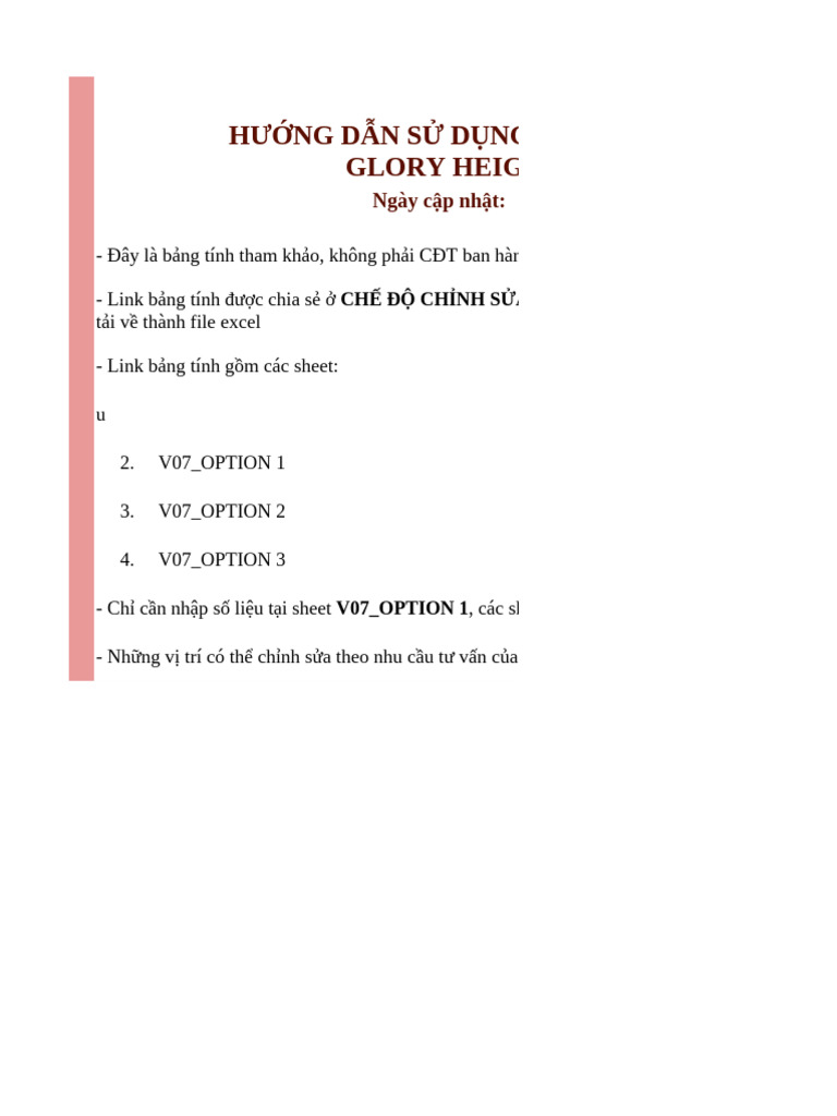 NPD - Glory Heights - V07 - Bảng Tính Mẫu | PDF