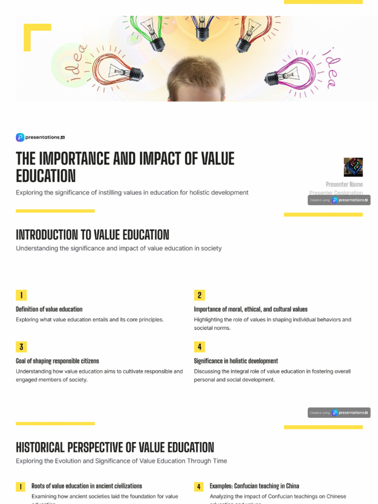 Value Education Analysis Presentation | PDF