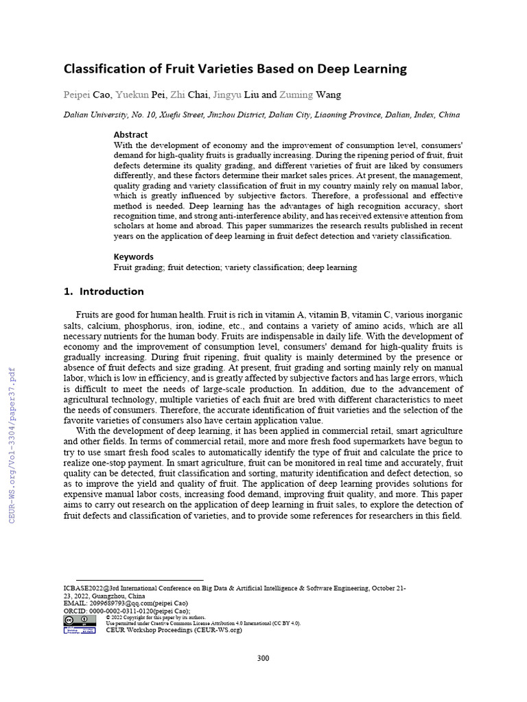 Classification of Fruit Varieties Based On Deep Learning | PDF | Deep ...