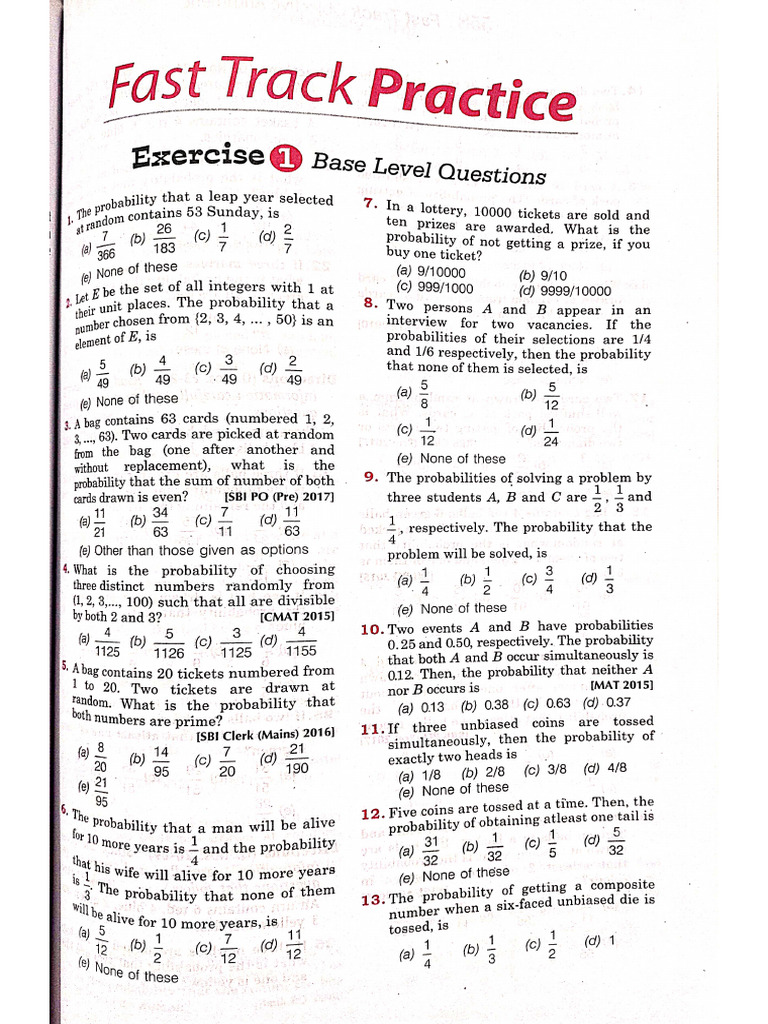 Probability Practice Sheet | PDF