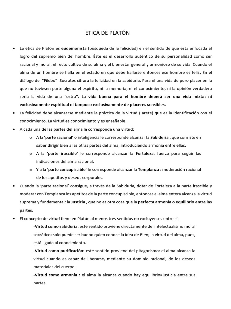 Ética y Política en Platón | PDF | Platón | Virtud