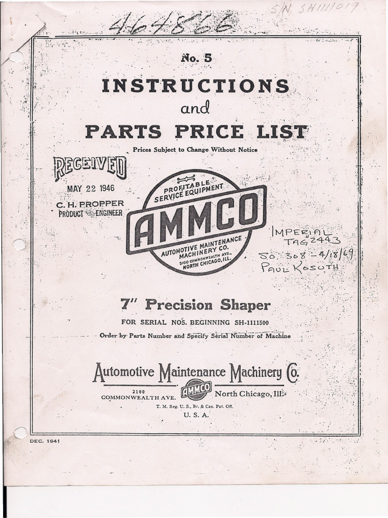 Ammco Instructions #5004 | PDF