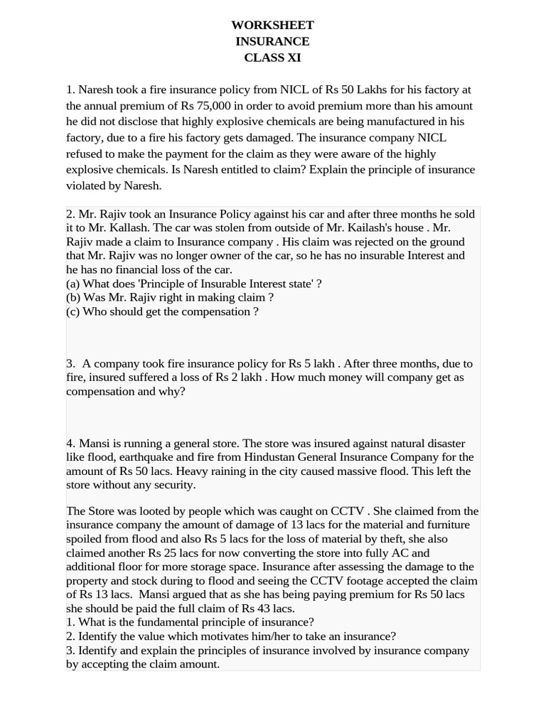 Insurance Principles and Case Studies | PDF | Insurance | Life Insurance