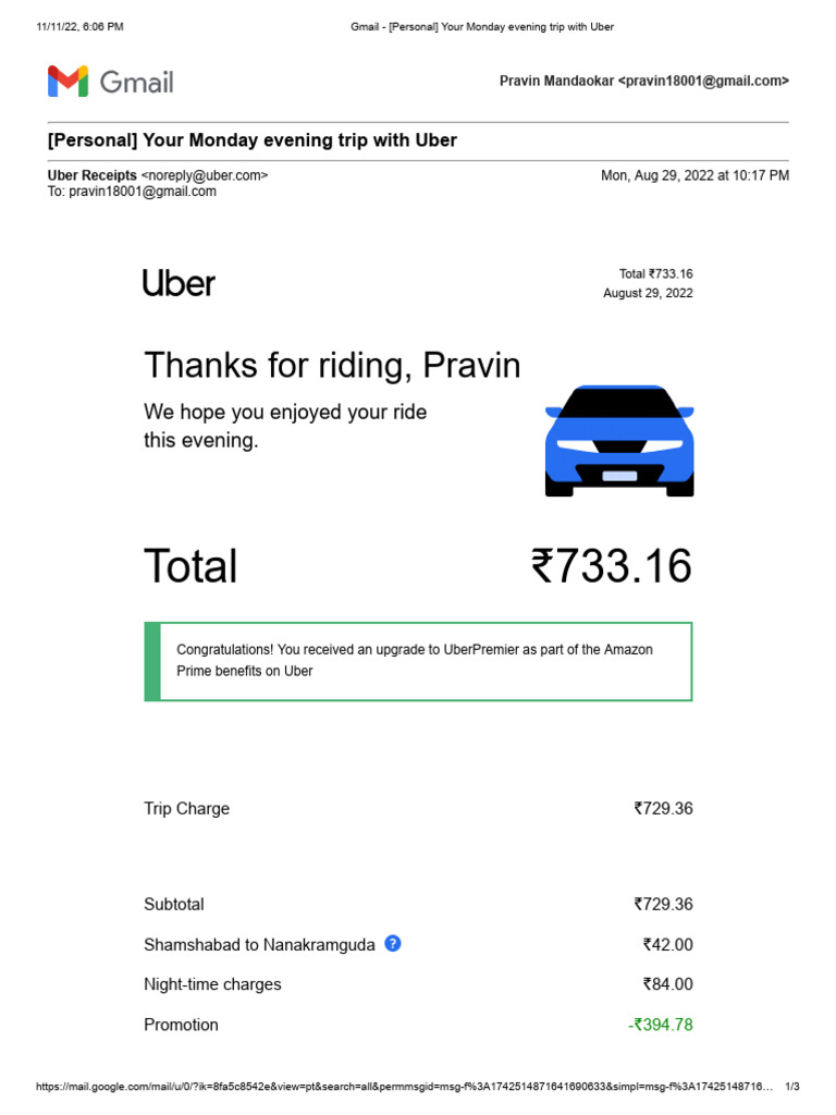 Uber Reciept - GBDC | PDF | Business Documents | Accounting
