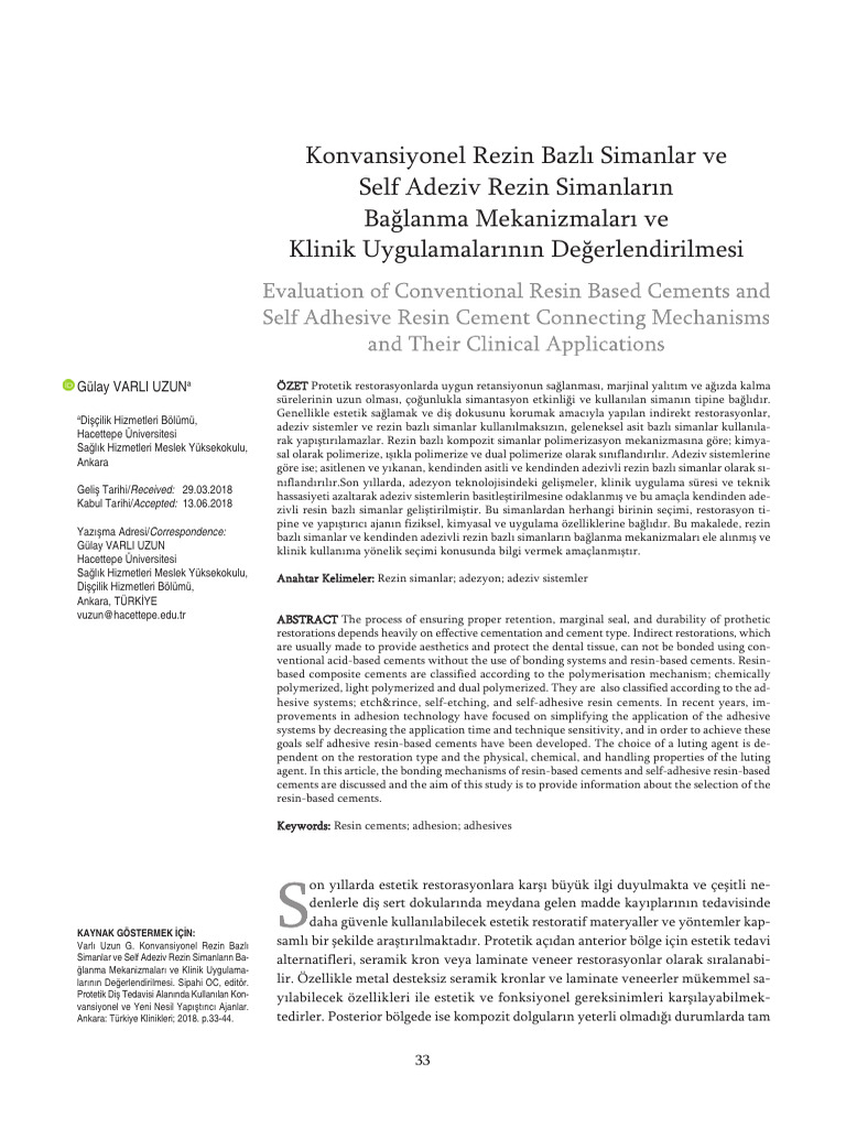 + Konvansiyonel Rezin Vs Self Adeziv Rezin | PDF