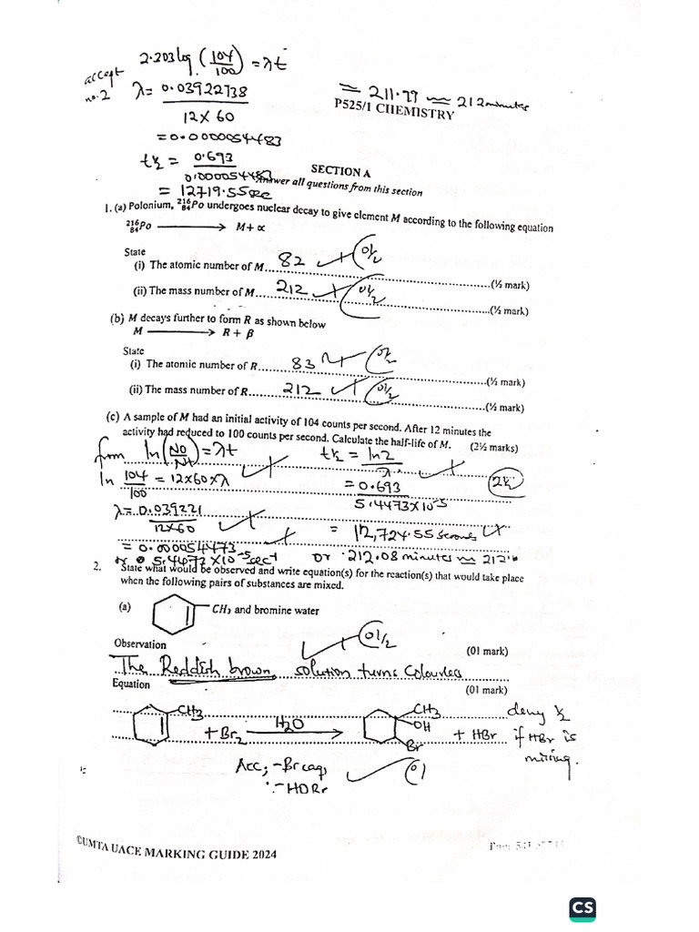 Umta Chem1,2&3 Uace Guide 2024 | PDF