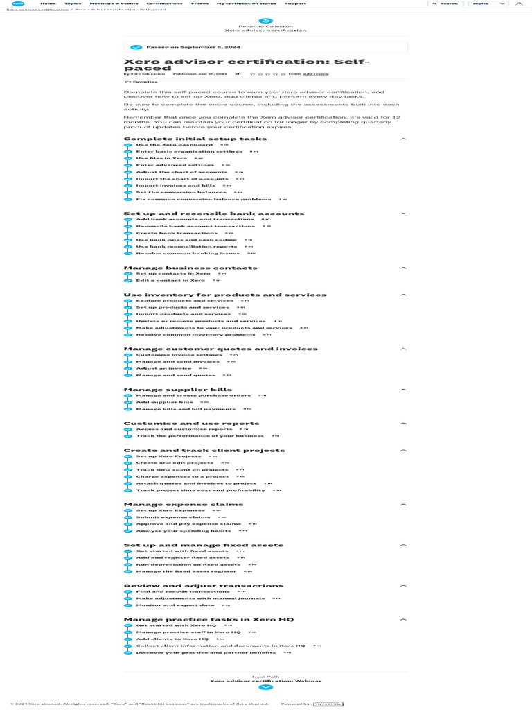 Xero Advisor Certification: Self-Paced: Xero | PDF | Expense | Fixed Asset