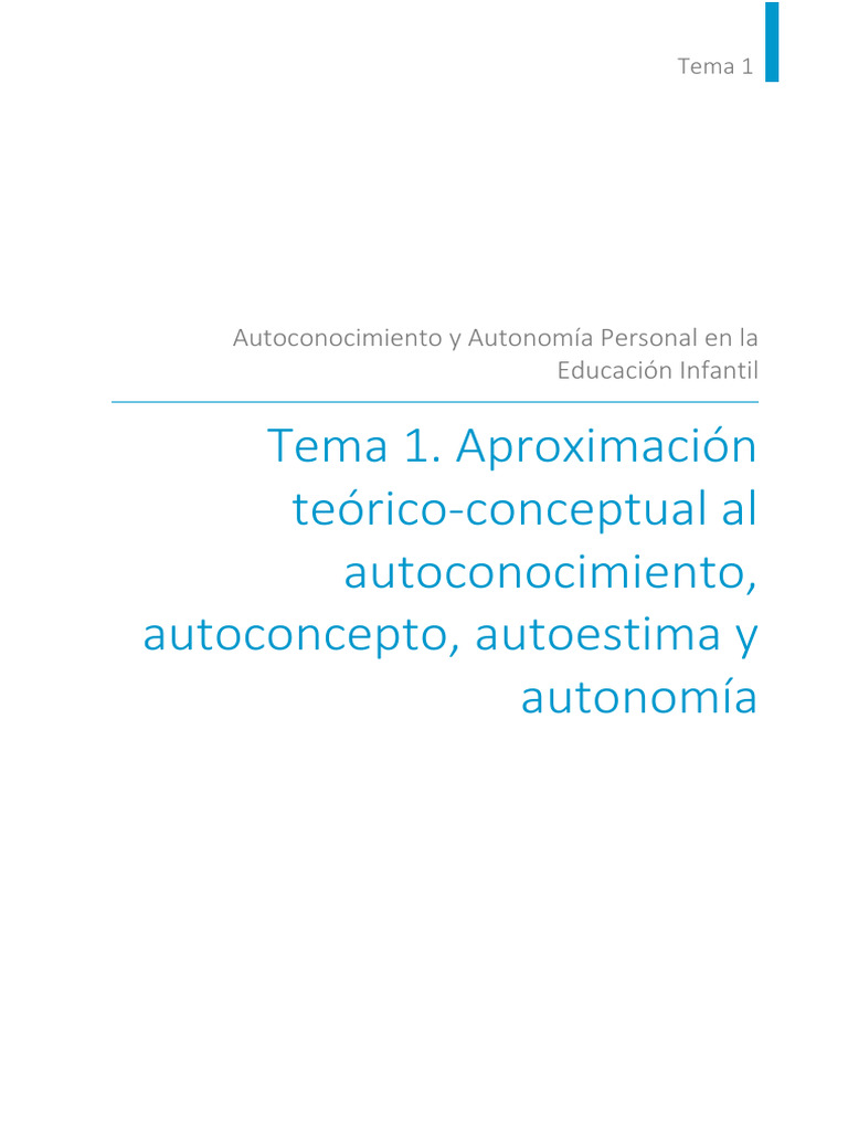 Tema 1 Autoconocimiento y Autonomia Persona en La Educ Infantil | PDF | Las emociones ...