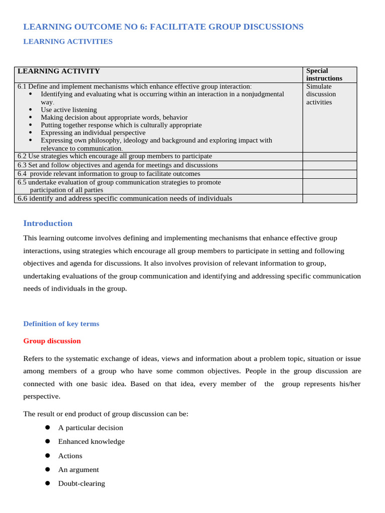 Facilitating Group Discussions | PDF | Communication | Information