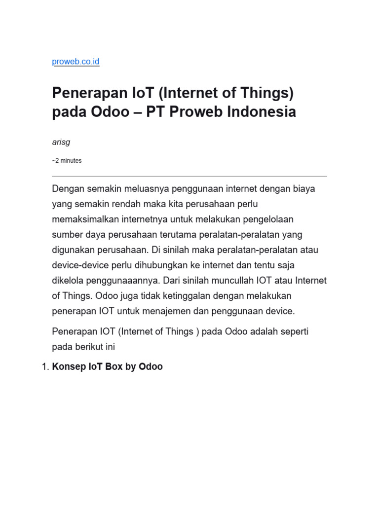 Penerapan IoT (Internet of Things) Pada Odoo | PDF | Komputer