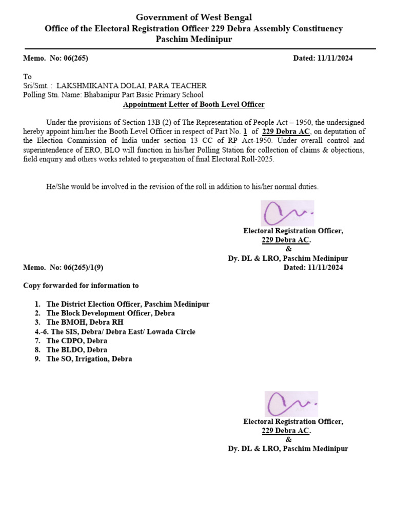 Appointment of BLO | PDF | Government | Accountability