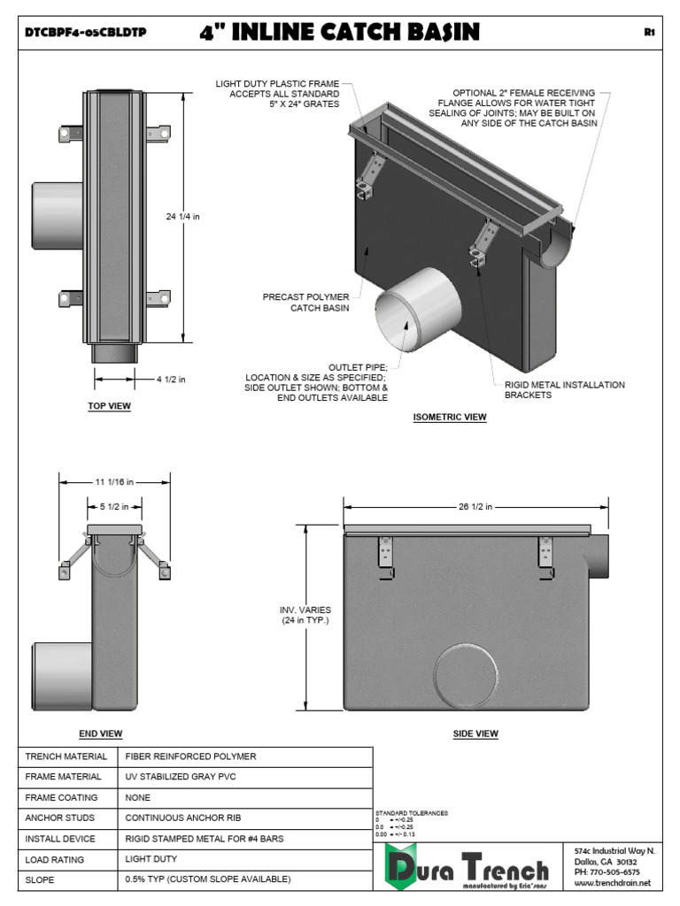 Light Duty Plastic Catch Basin Specs | PDF | Materials Science ...