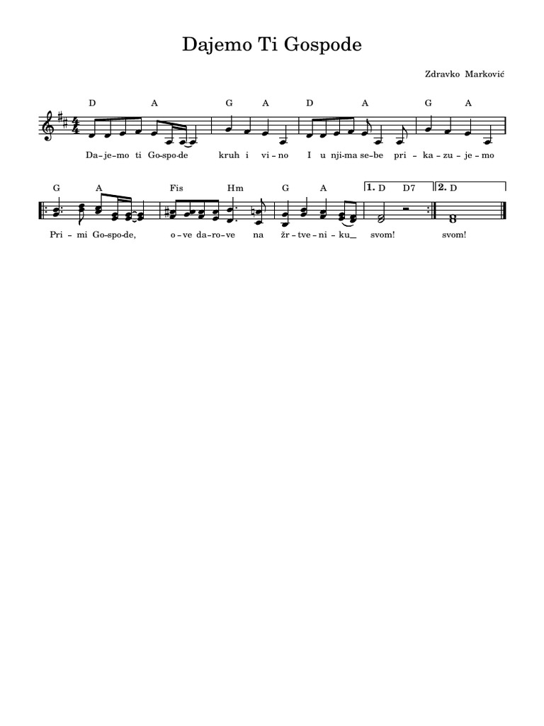 Dajemo Ti Gospode | PDF